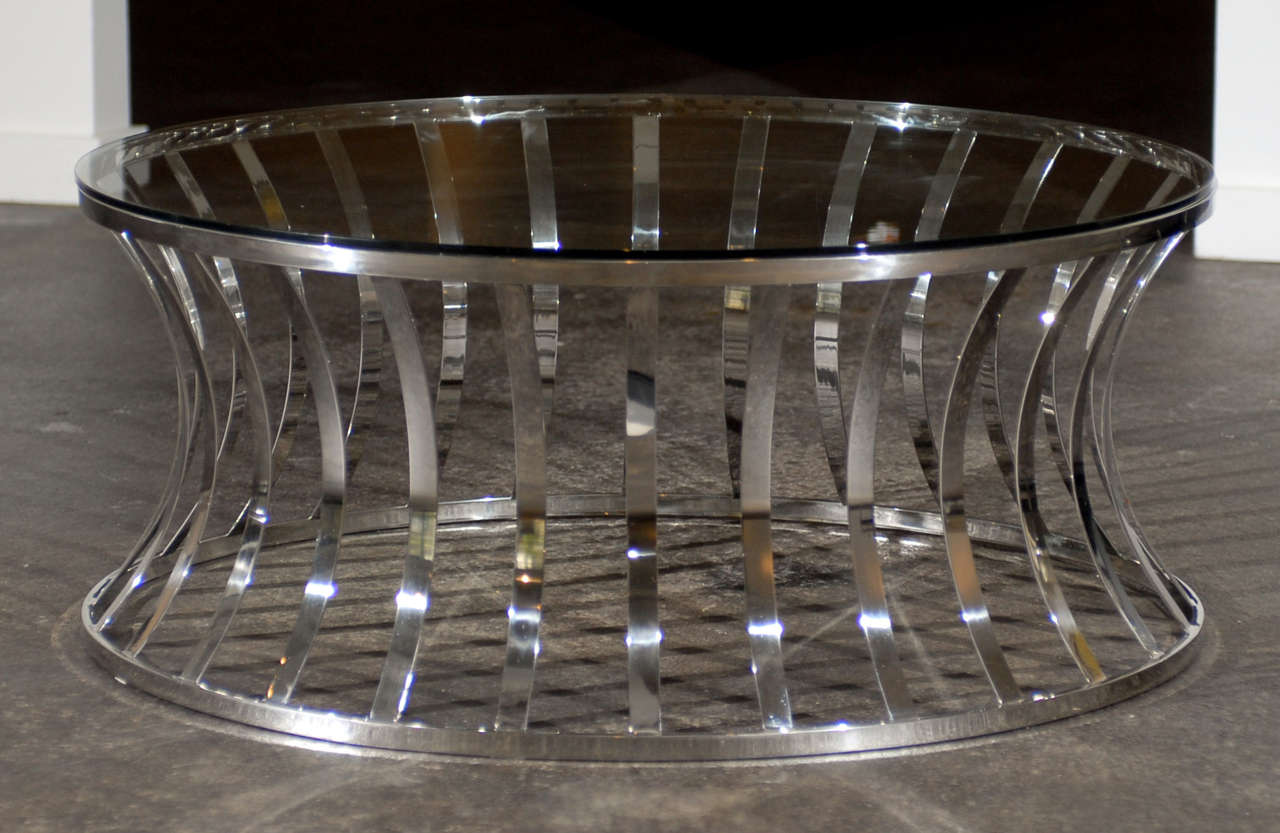 Dramatic Vintage Chrome Coffee Table in the Style of Milo Baughman at ...
