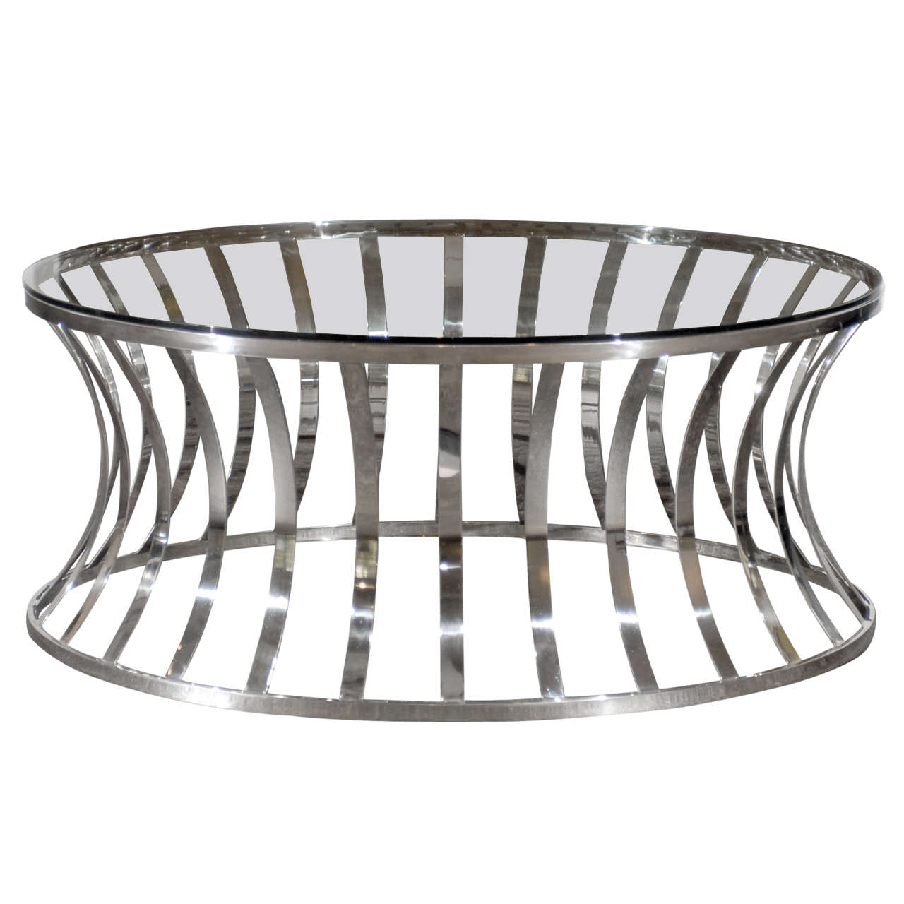 Dramatic Vintage Chrome Coffee Table in the Style of Milo Baughman at ...