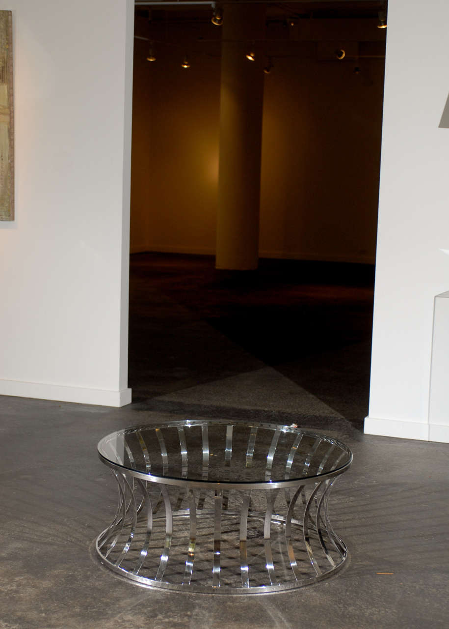 Dramatic Vintage Chrome Coffee Table in the Style of Milo Baughman at ...
