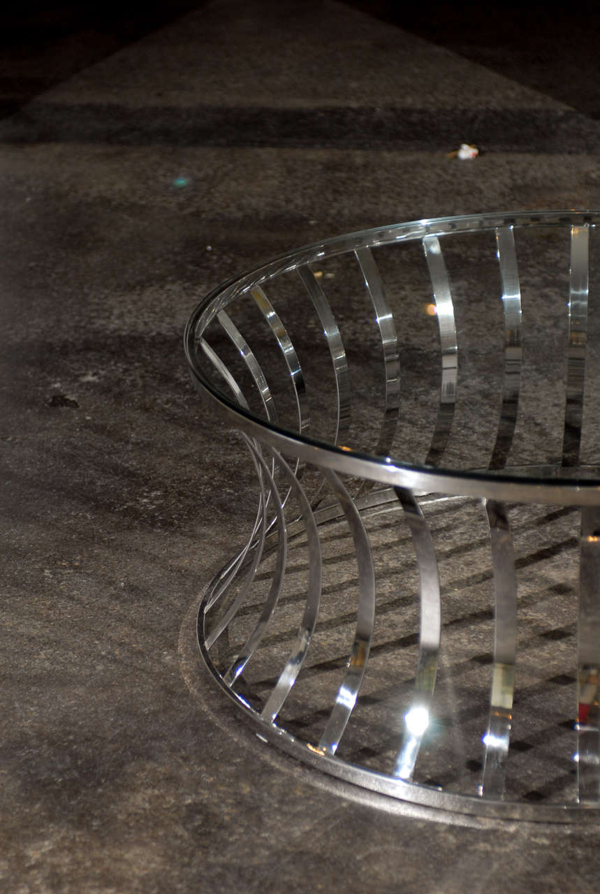 Dramatic Vintage Chrome Coffee Table in the Style of Milo Baughman at ...