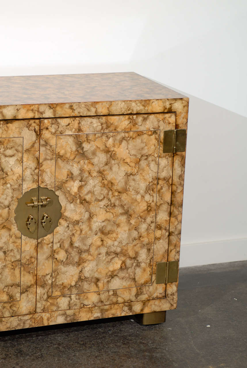 Gorgeous Pair of Vintage Henredon Faux Tortoise Shell Cabinets at 1stDibs