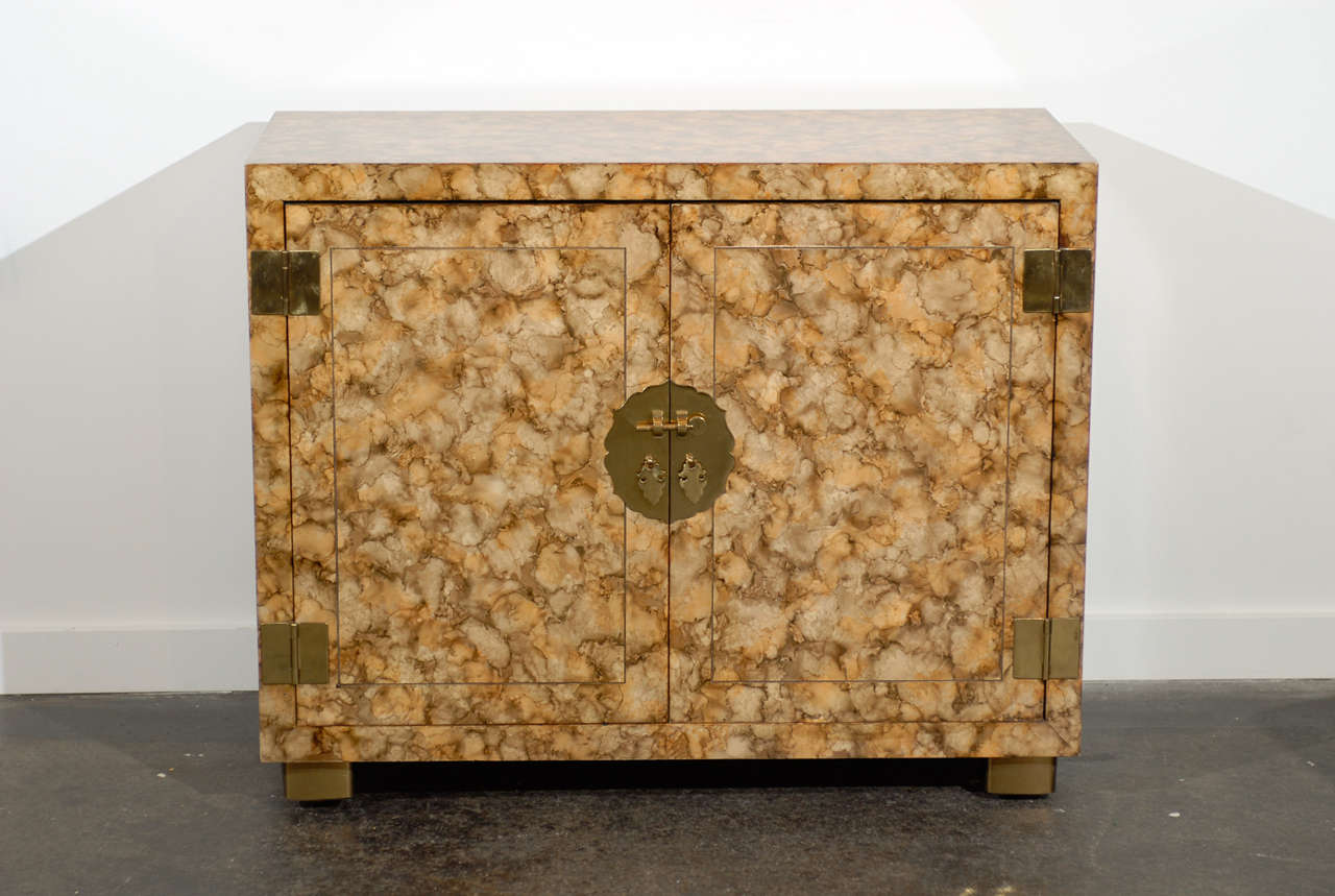 Gorgeous Pair of Vintage Henredon Faux Tortoise Shell Cabinets at 1stDibs