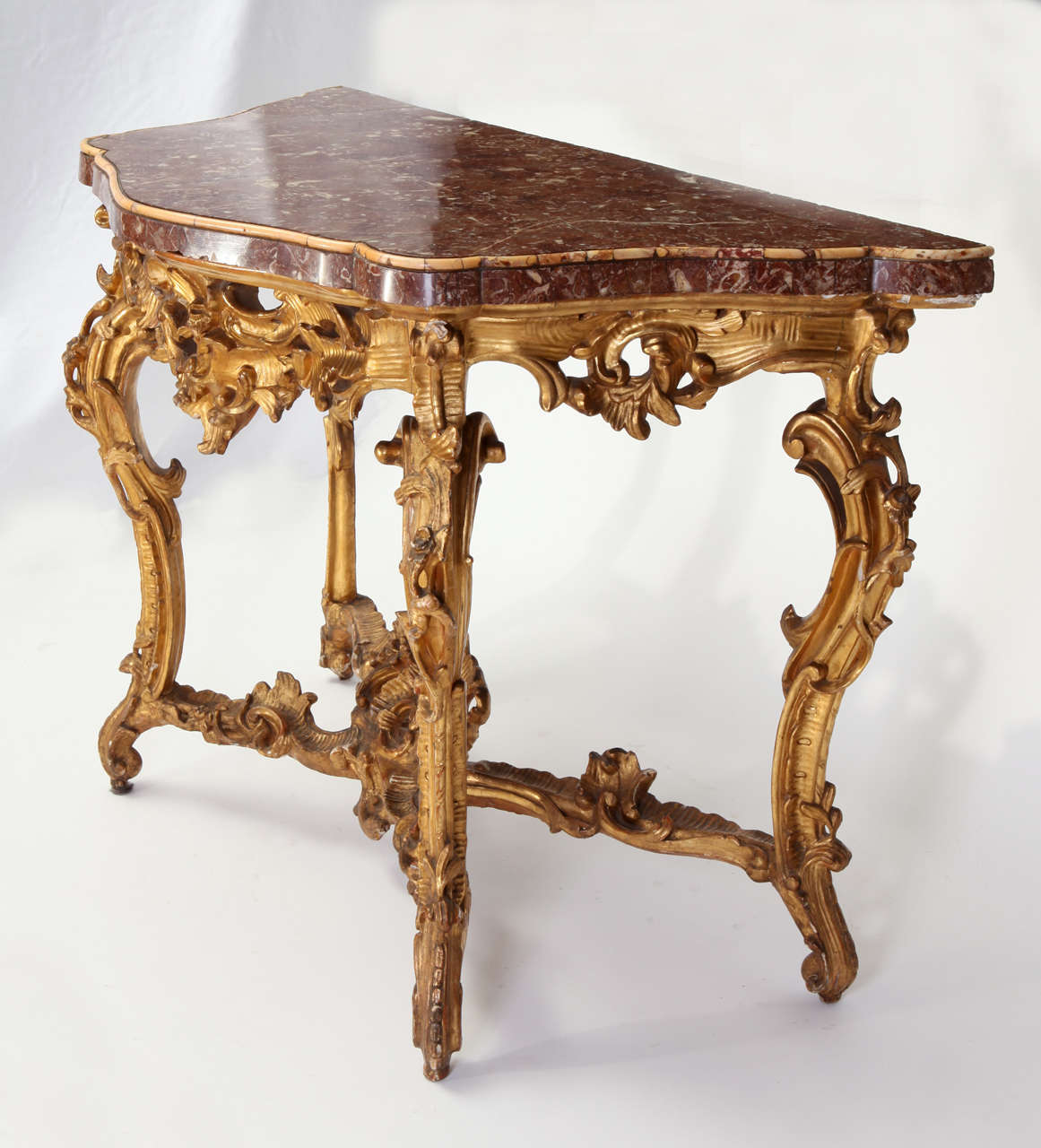 Fine Pair of Roman Mid-18th Century Giltwood Rococo Consoles at 1stDibs