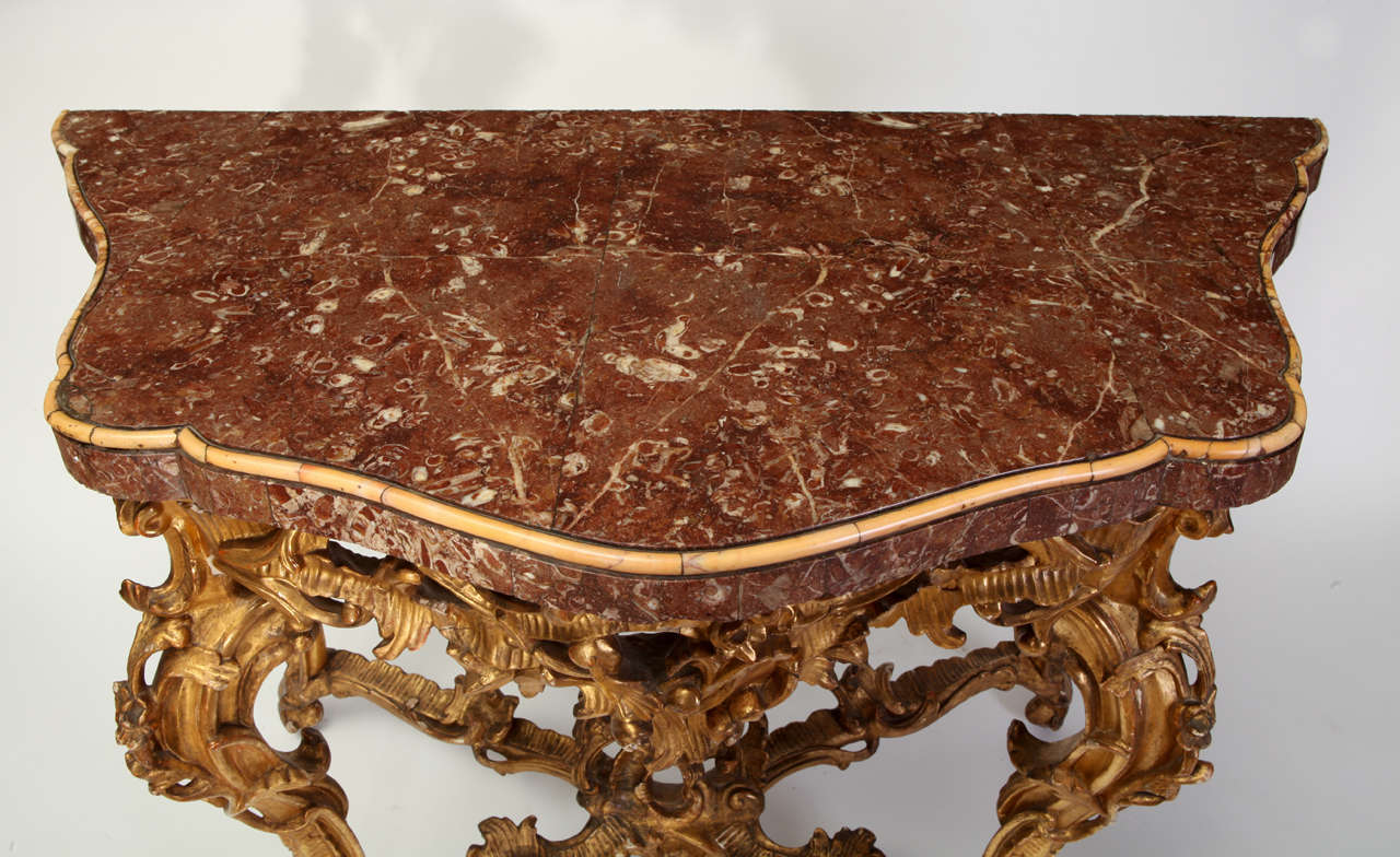 Fine Pair of Roman Mid-18th Century Giltwood Rococo Consoles at 1stDibs