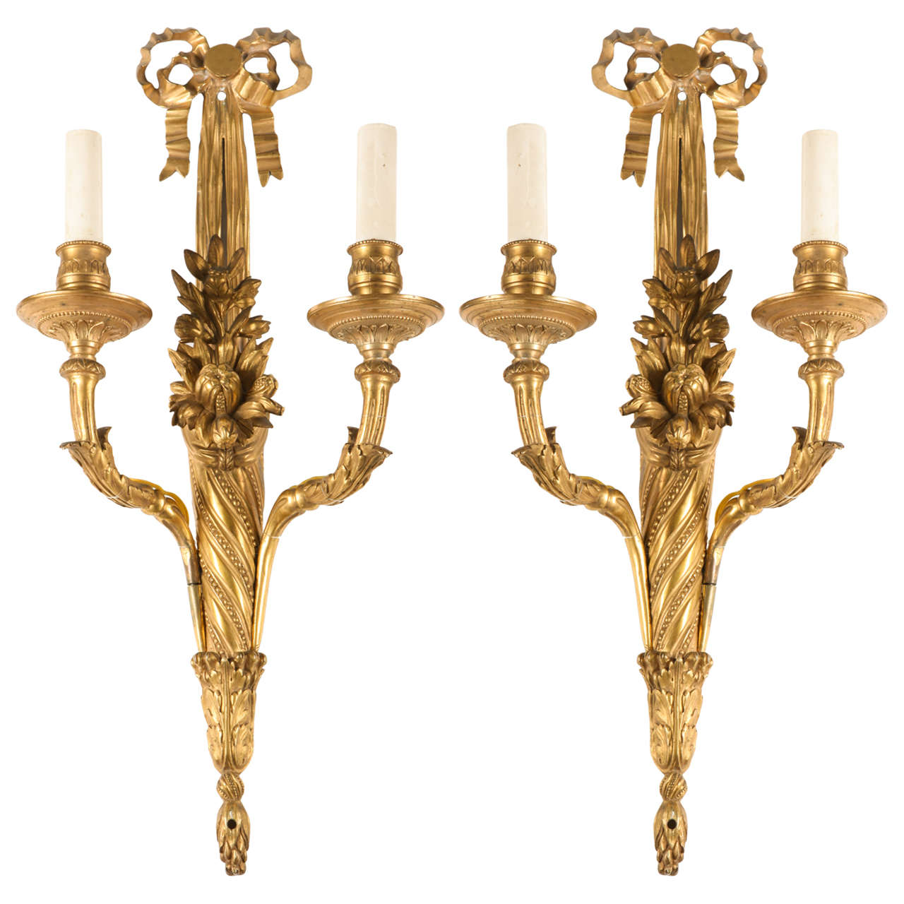 Pair of French, 18th Century Louis XVI Ormolu Two-Arm Sconces at 1stDibs