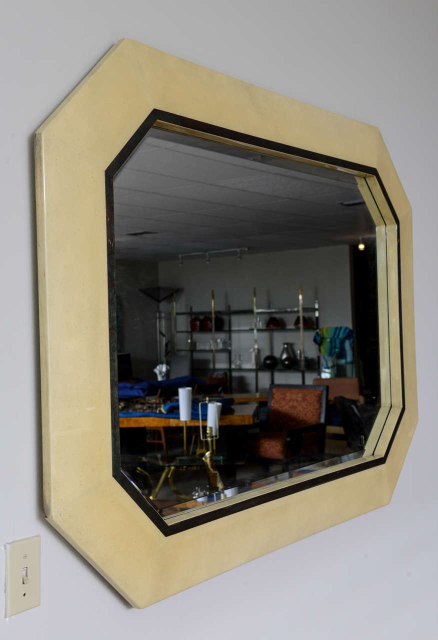 Karl Springer Style Lacquered Octagonal Mirror, USA For Sale at 1stDibs