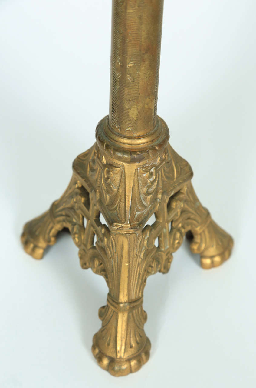 Pair of Brass Church Candle Holders at 1stDibs
