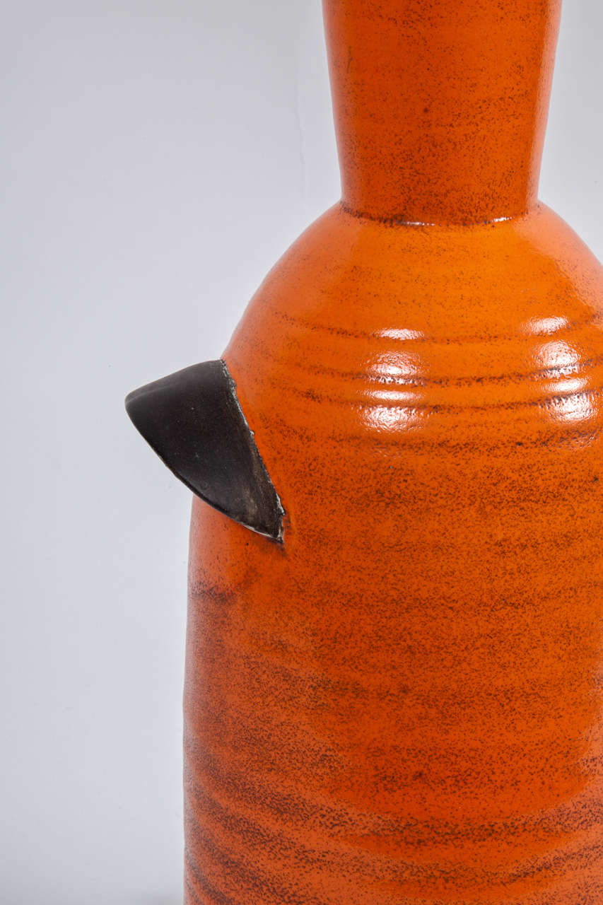 Raymor Orange Pottery Table Lamp For Sale at 1stDibs