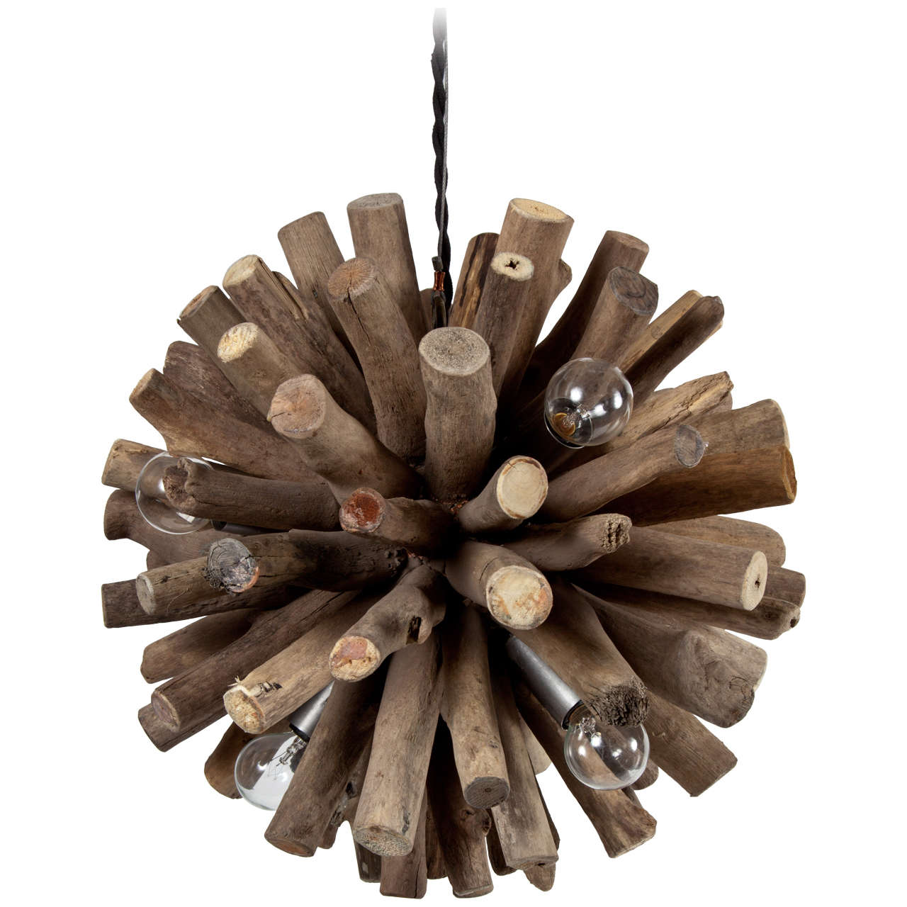 Rustic Moden Spherical Wood Chandelier at 1stDibs | rustic sphere ...