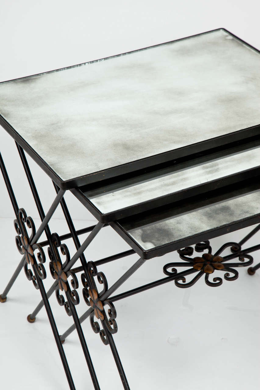 French Wrought Iron Nesting Tables For Sale at 1stDibs