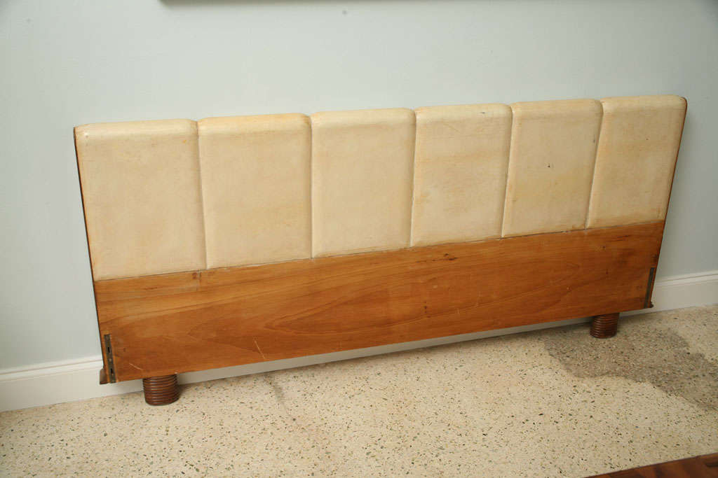 Italian Modern Parchment and Pearwood Bed by Borsani For Sale at 1stDibs