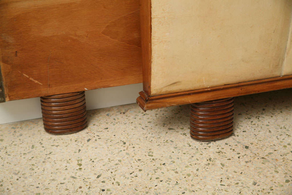 Italian Modern Parchment and Pearwood Bed by Borsani For Sale at 1stDibs