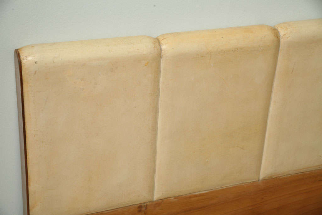 Italian Modern Parchment and Pearwood Bed by Borsani For Sale at 1stDibs