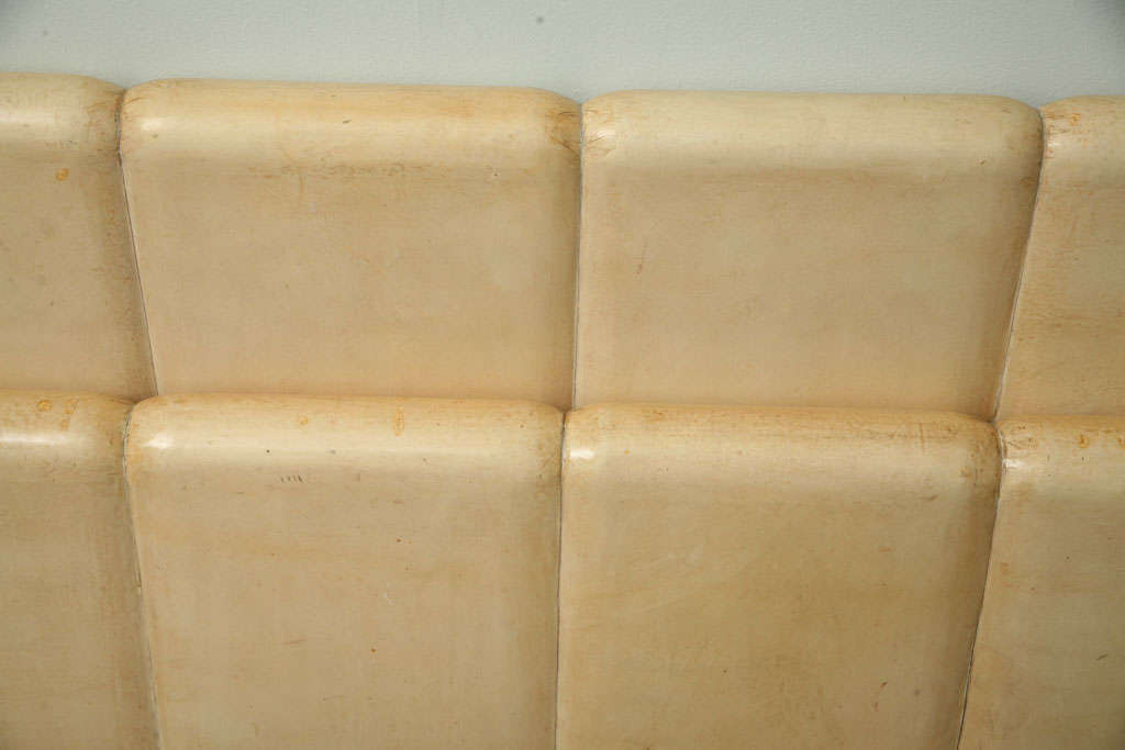 Italian Modern Parchment and Pearwood Bed by Borsani For Sale at 1stDibs