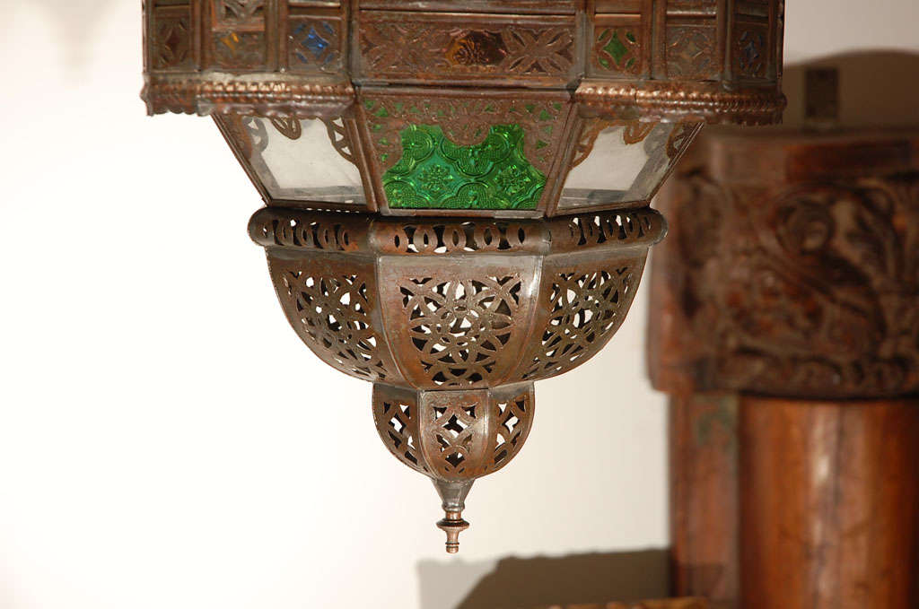 Moroccan Moorish Light Fixture with Colored Glass at 1stDibs
