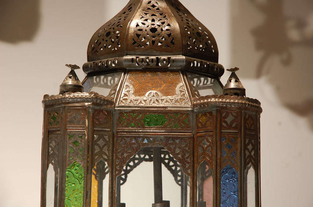 Moroccan Moorish Light Fixture with Colored Glass at 1stDibs