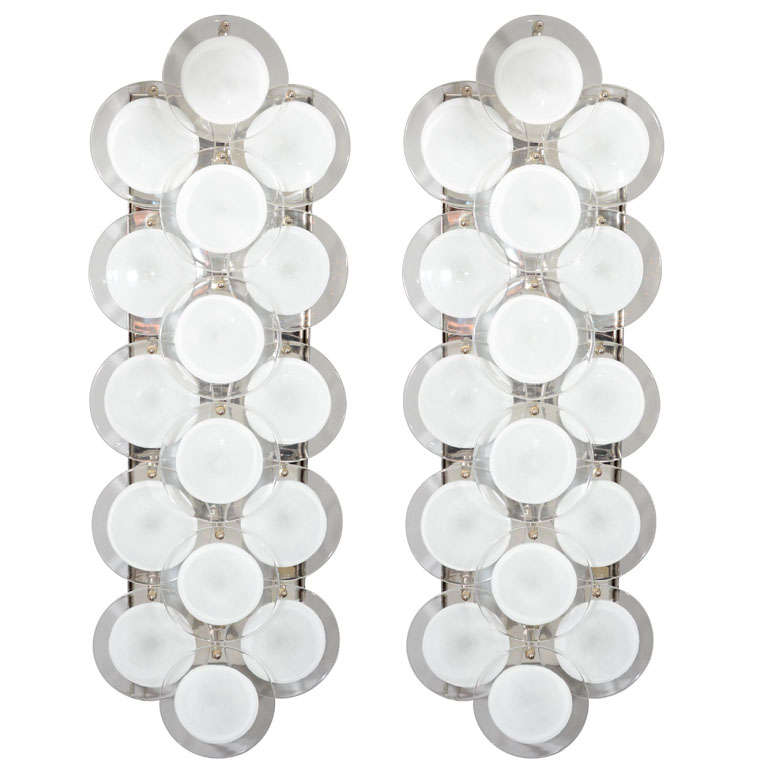 Pair of Custom Long Disc Sconces in the Manner of Vistosi For Sale at ...