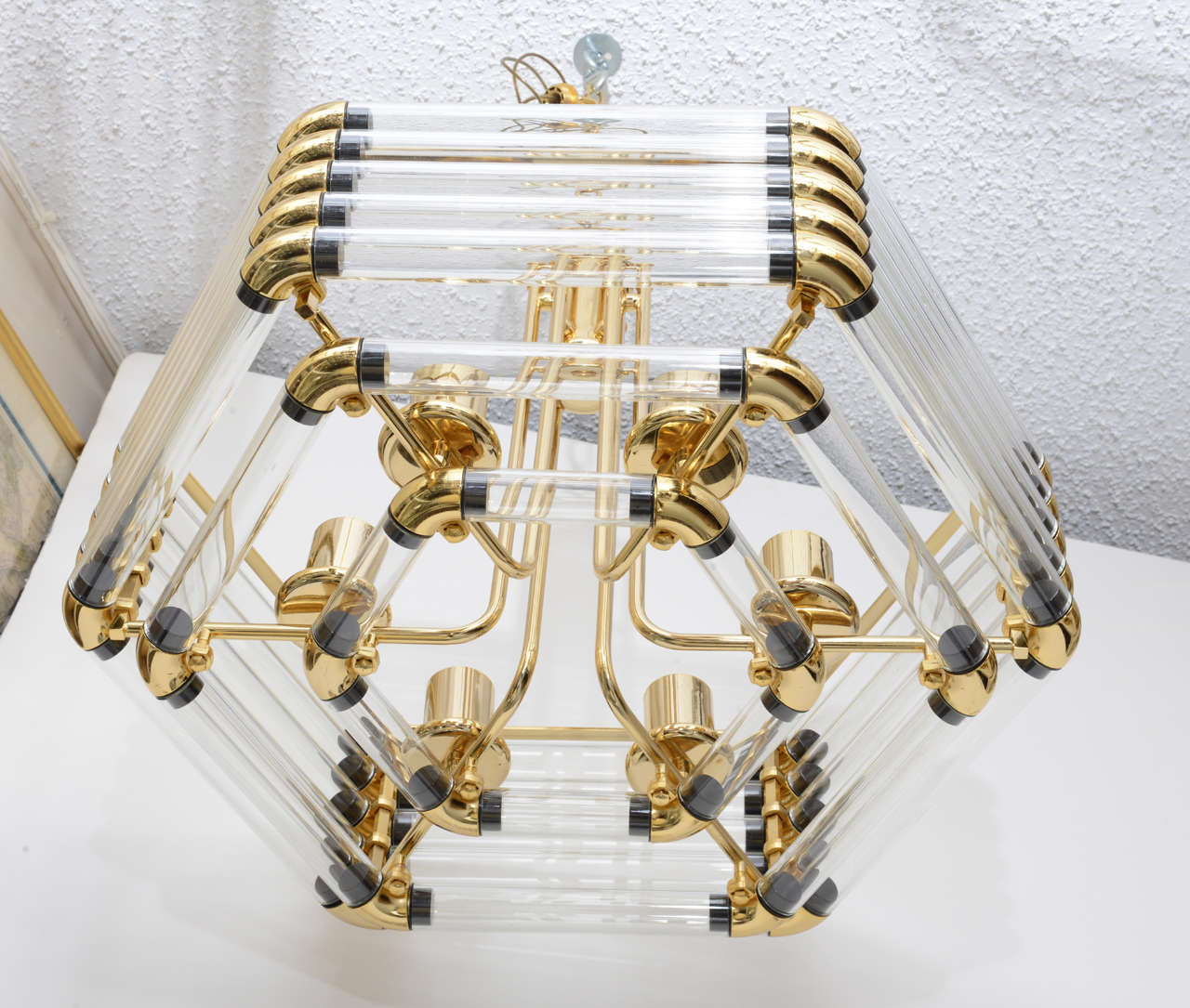 Stuning Scolari Era Octagonal Shape Brass and Glass Tube Chandelier at ...
