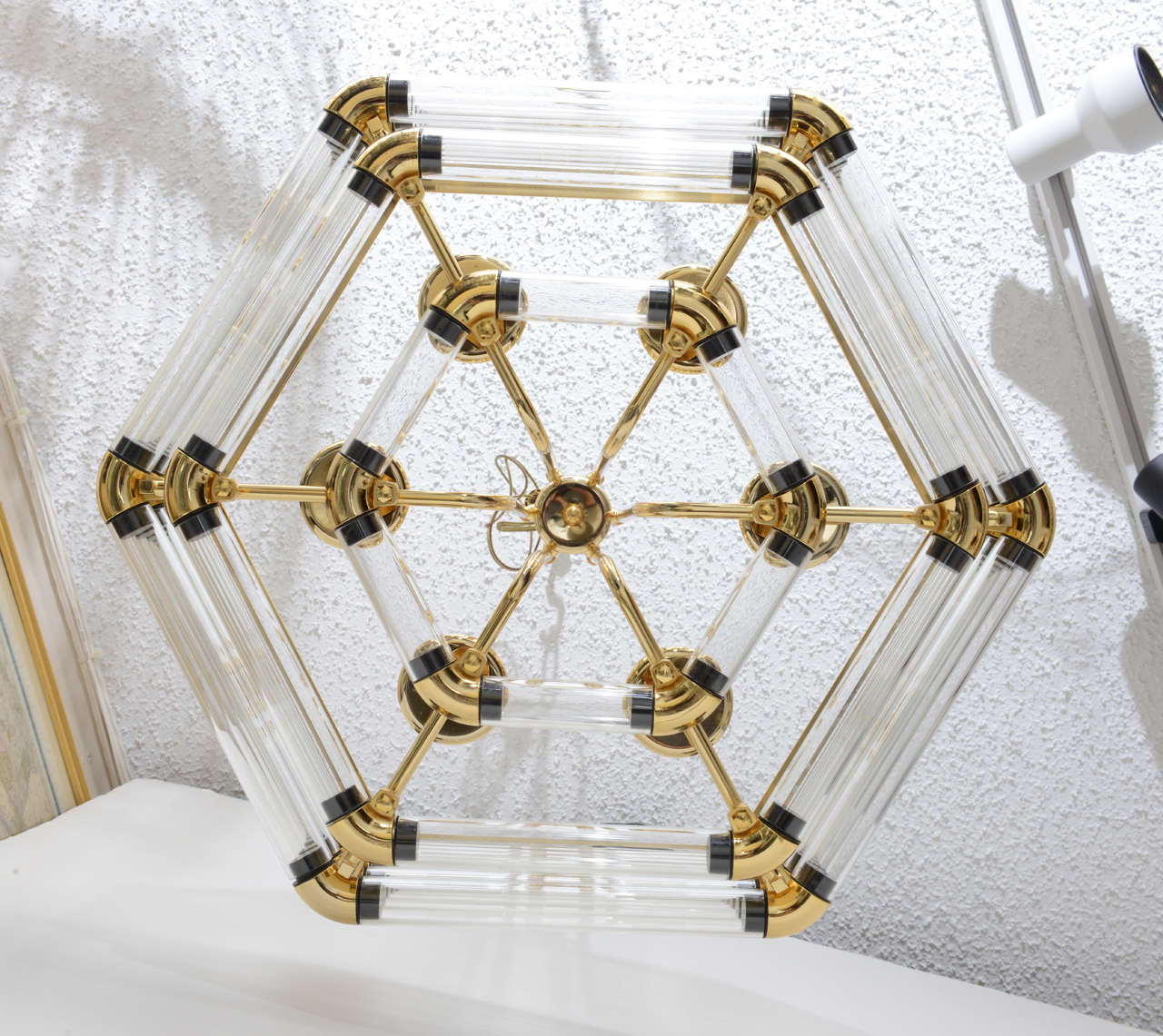 Stuning Scolari Era Octagonal Shape Brass and Glass Tube Chandelier at ...