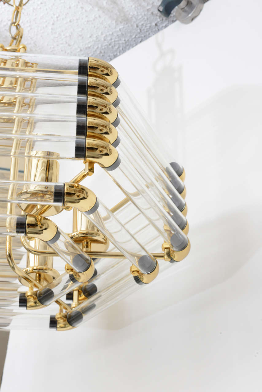 Stuning Scolari Era Octagonal Shape Brass and Glass Tube Chandelier at ...