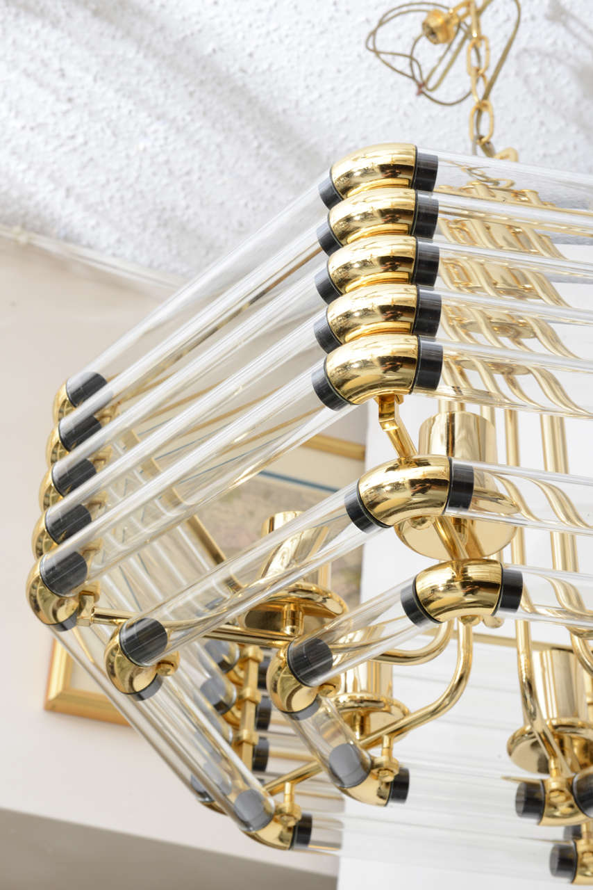 Stuning Scolari Era Octagonal Shape Brass and Glass Tube Chandelier at ...