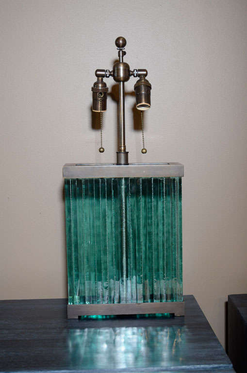 Architectural Glass Slab Lamps after Jean Michel Frank at 1stDibs