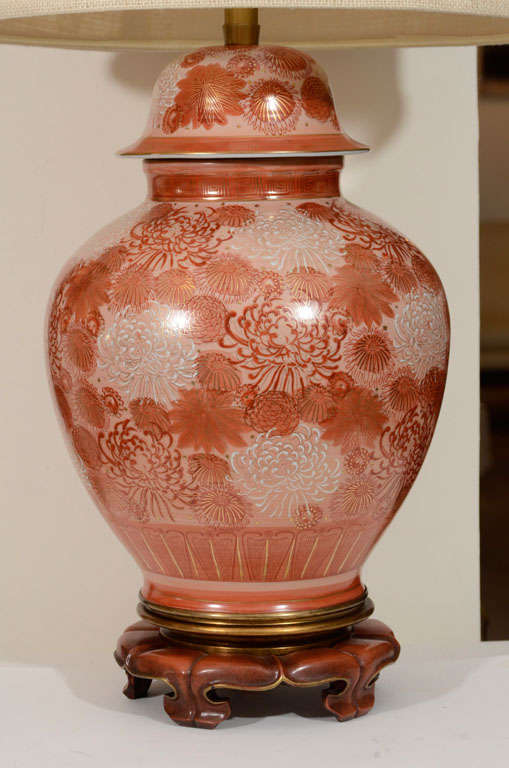Marbro Cinnabar Chrysanthemum Porcelain Lamps at 1stDibs