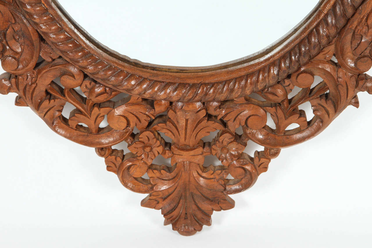 Carved Wood Oval Mirror at 1stDibs