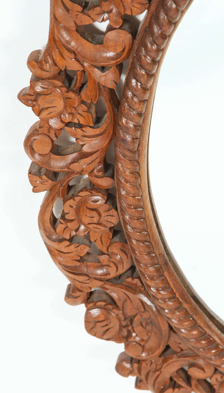 Carved Wood Oval Mirror at 1stDibs