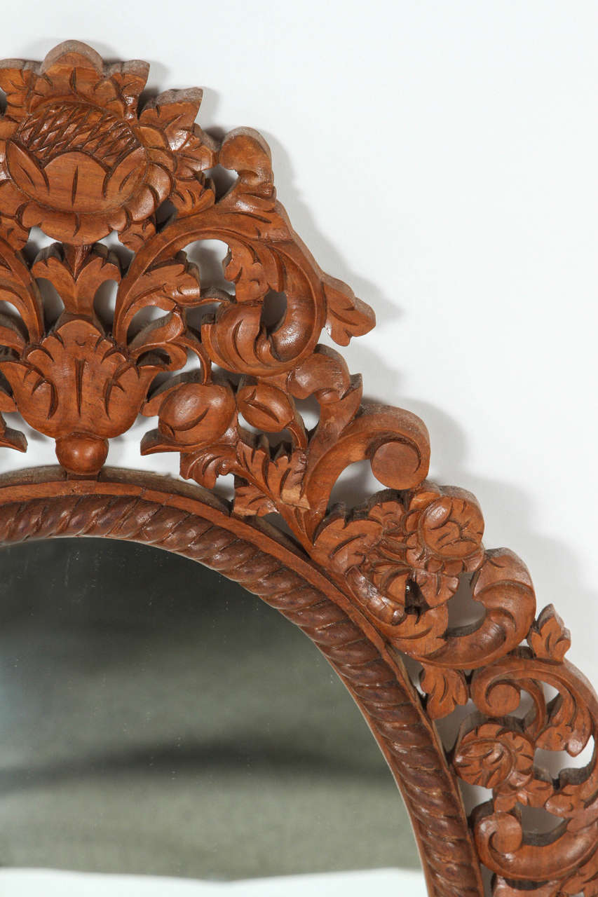 Carved Wood Oval Mirror at 1stDibs