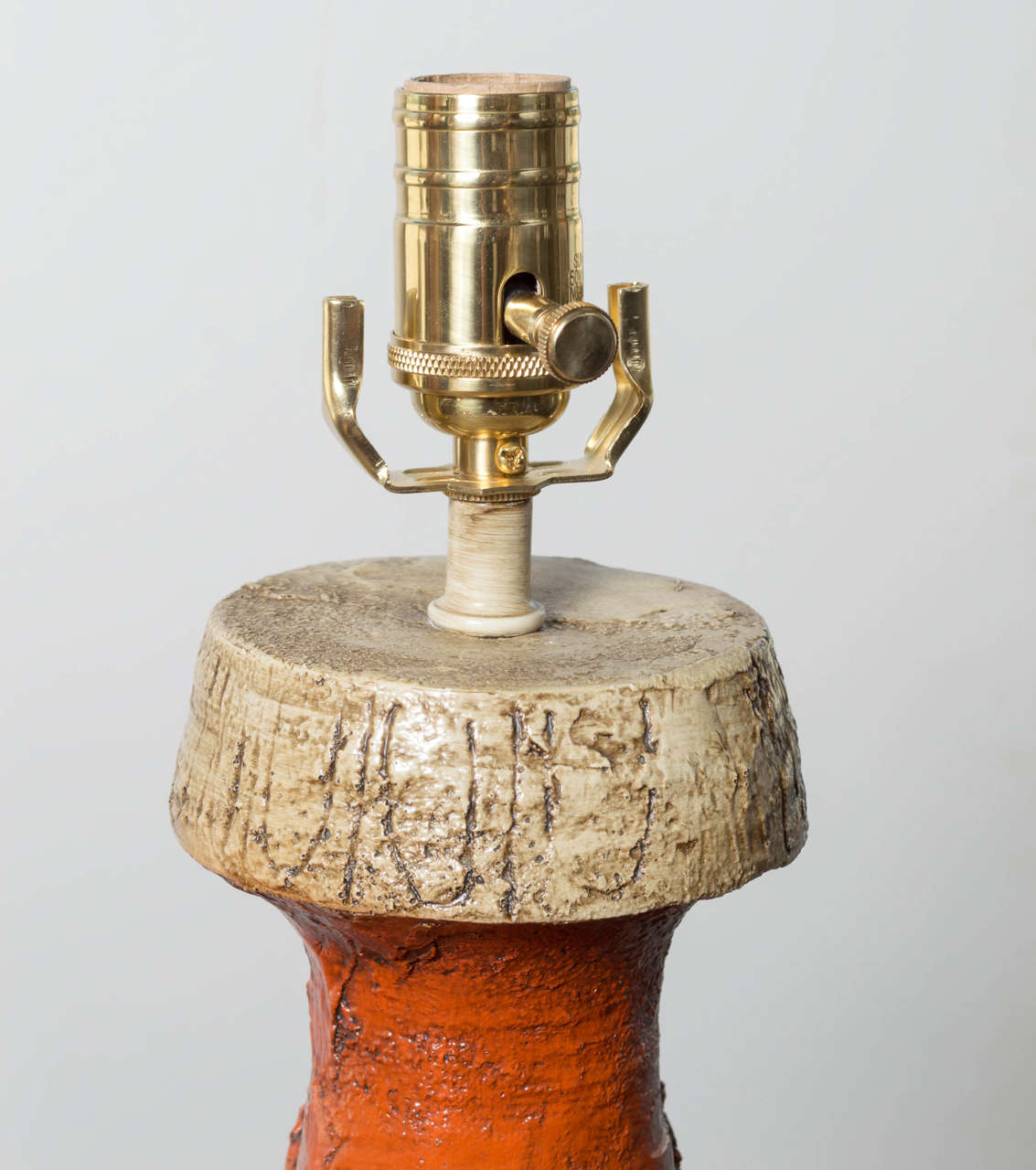 Pair of Orange Mud Cast Ceramic Lamps at 1stDibs