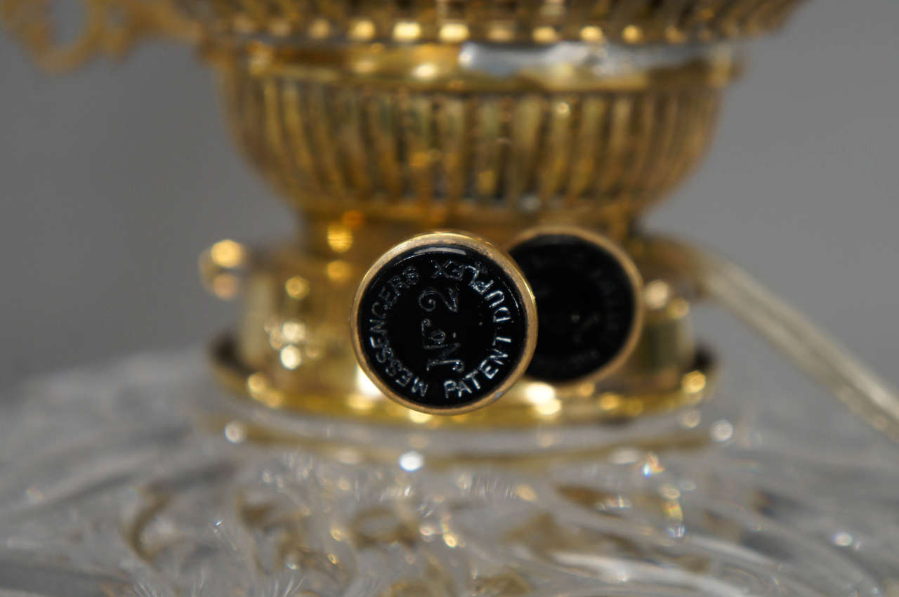 Pair of Baccarat Molded Crystal Lamps with Original Fonts and Brass ...