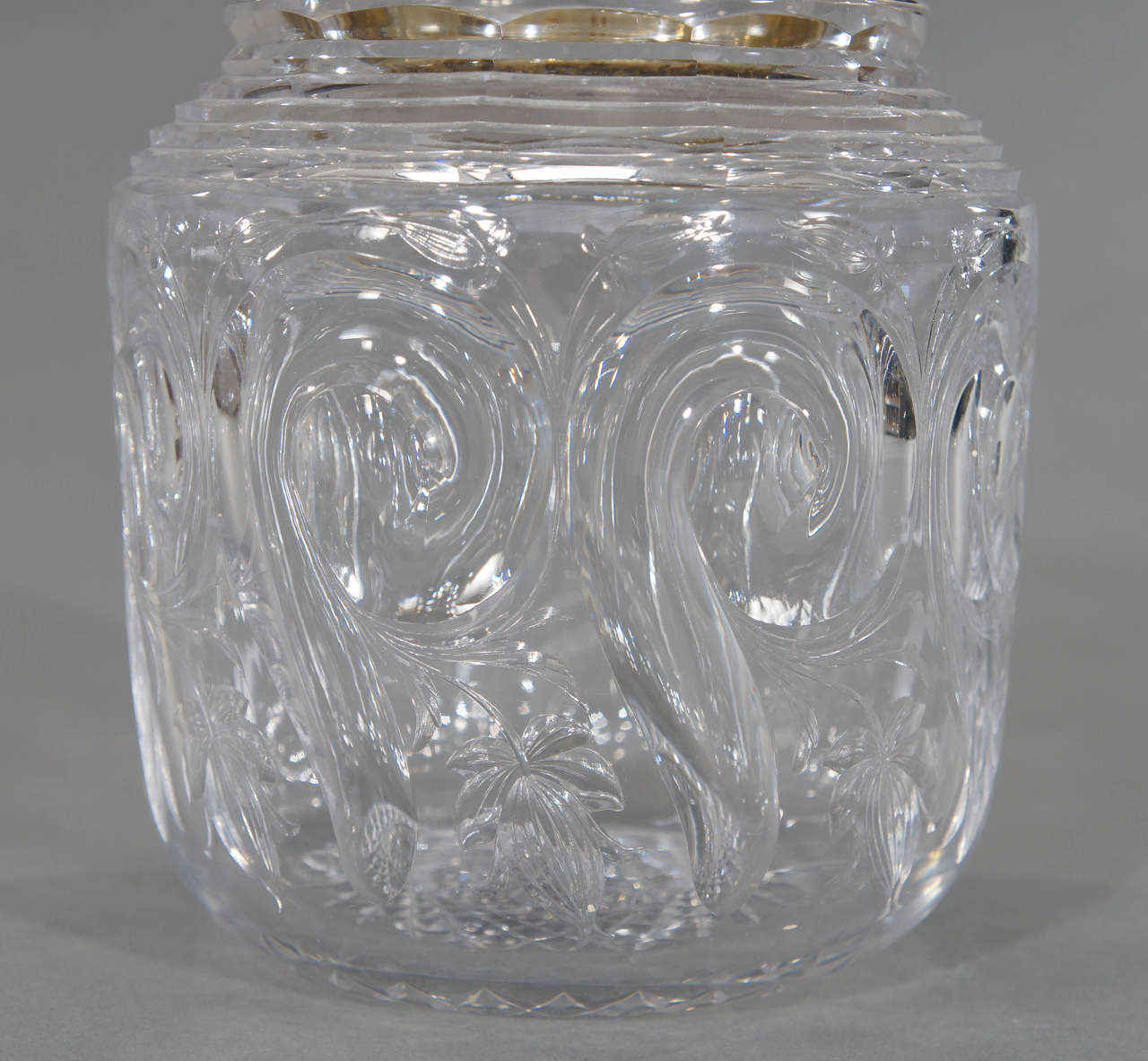 J. Hoare Art Nouveau Cut Crystal Humidor w/ Tiffany and Co. Sterling ...