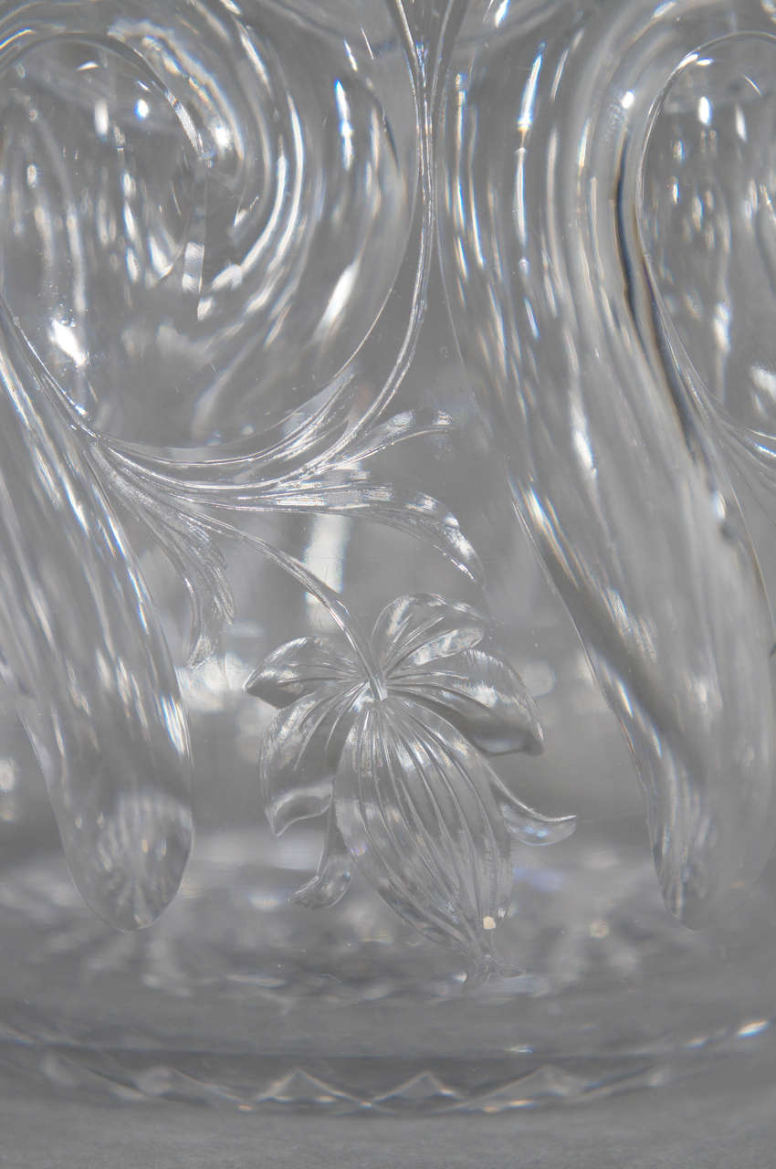 J. Hoare Art Nouveau Cut Crystal Humidor w/ Tiffany and Co. Sterling ...