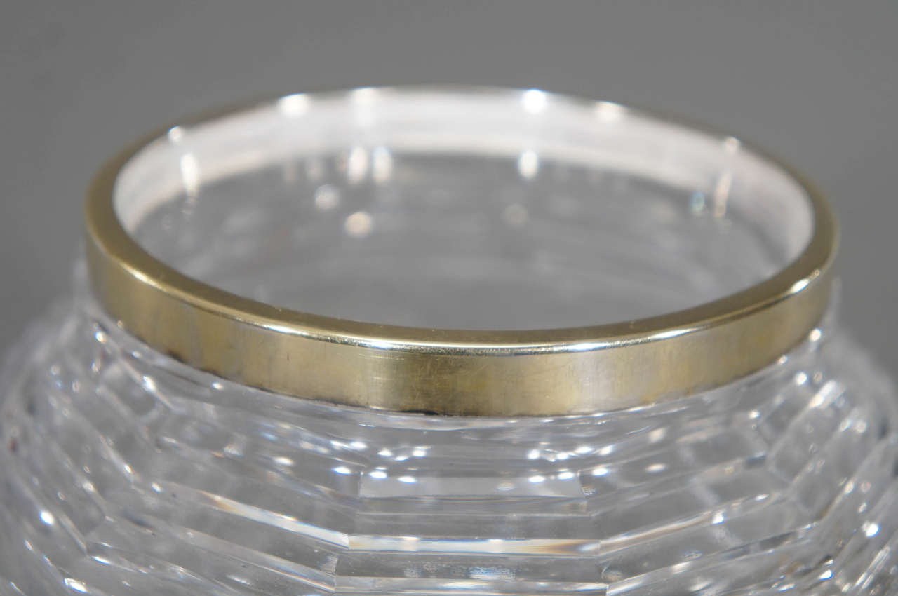 J. Hoare Art Nouveau Cut Crystal Humidor w/ Tiffany and Co. Sterling ...