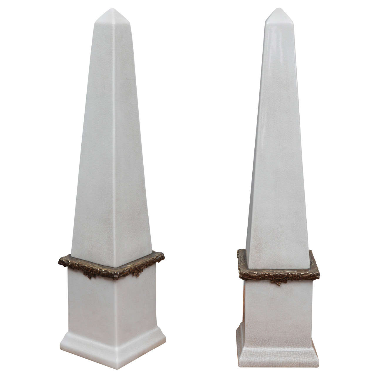 Tall Ceramic Obelisk Statues at 1stDibs