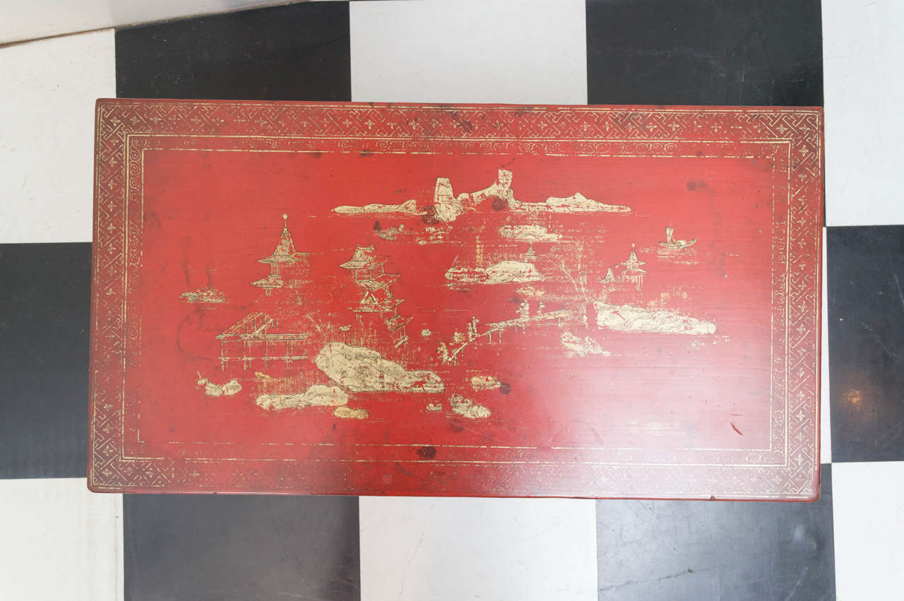 20th Century Red Lacquer Chinese Kang Table at 1stDibs
