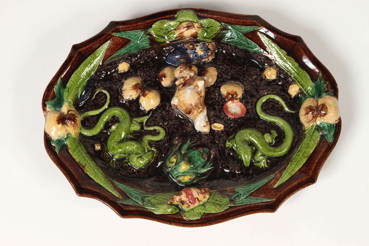 Pair of French Palissy Ware Plates at 1stDibs
