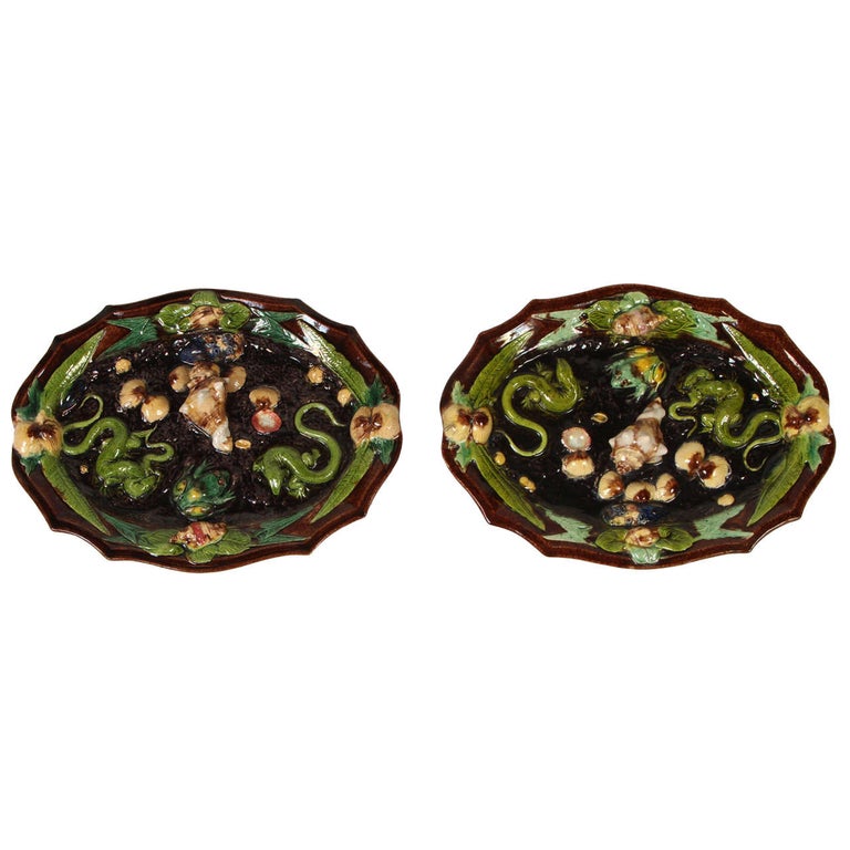 Pair of French Palissy Ware Plates at 1stDibs