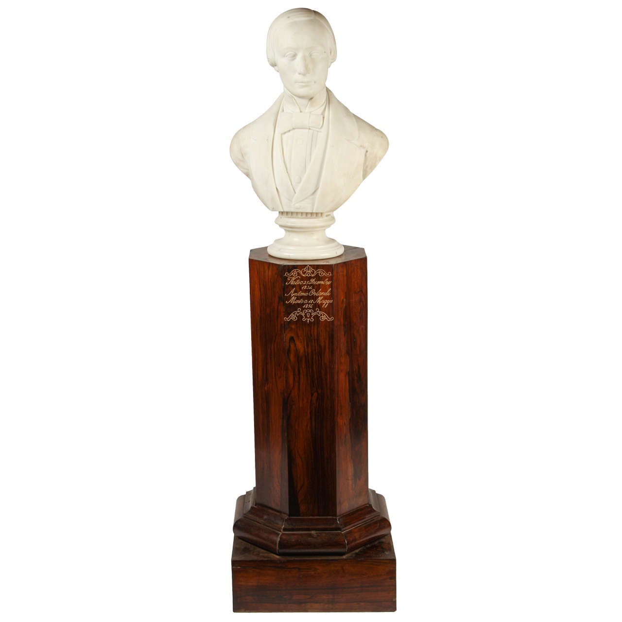 Italian Carved Marble Portrait Bust on a Rosewood Pedestal For Sale at ...