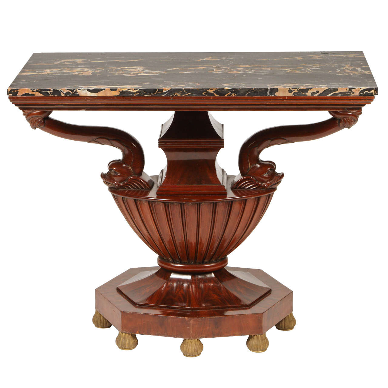 Mahogany Center Table with Marble Top For Sale at 1stDibs