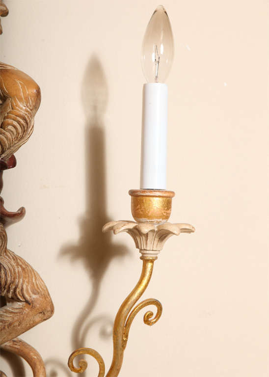 Whimiscal Pair of Carved Wood Monkey Sconces at 1stDibs | monkey sconce ...