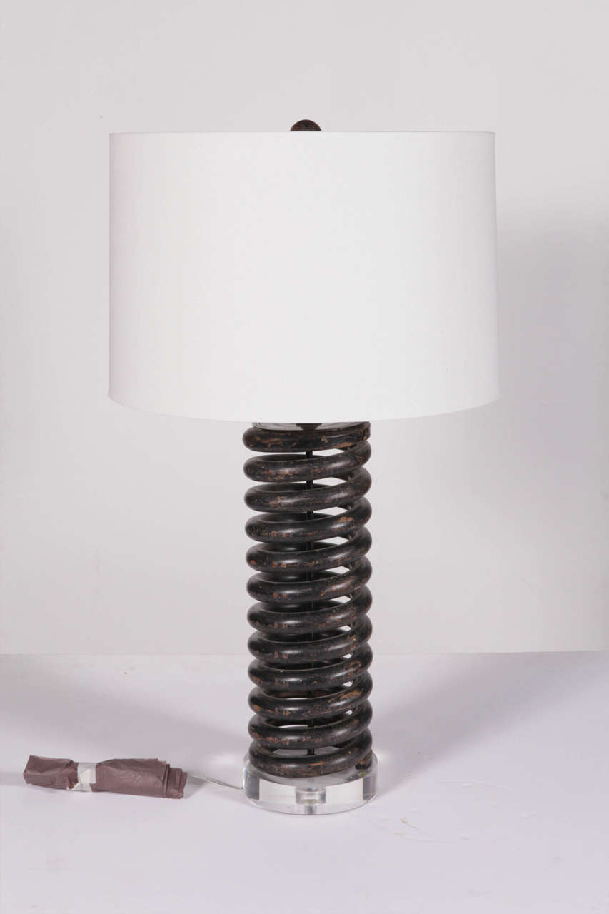 Vintage Industrial Coil Spring Lamp at 1stDibs