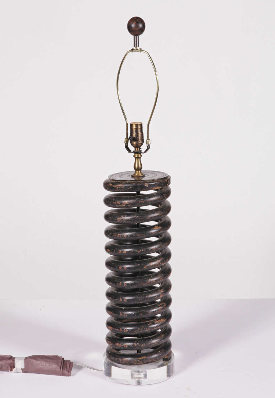 Vintage Industrial Coil Spring Lamp at 1stDibs