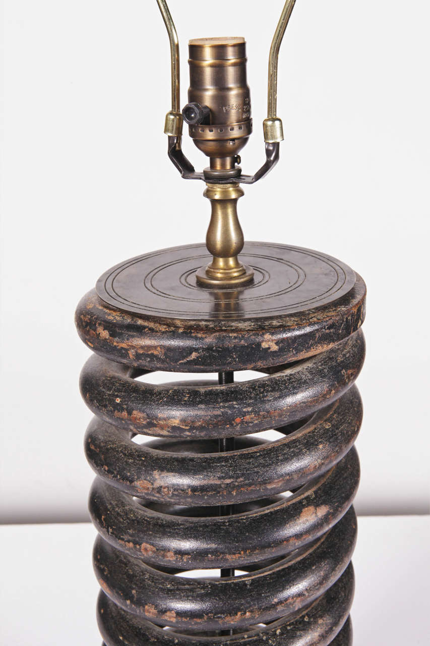 Vintage Industrial Coil Spring Lamp at 1stDibs