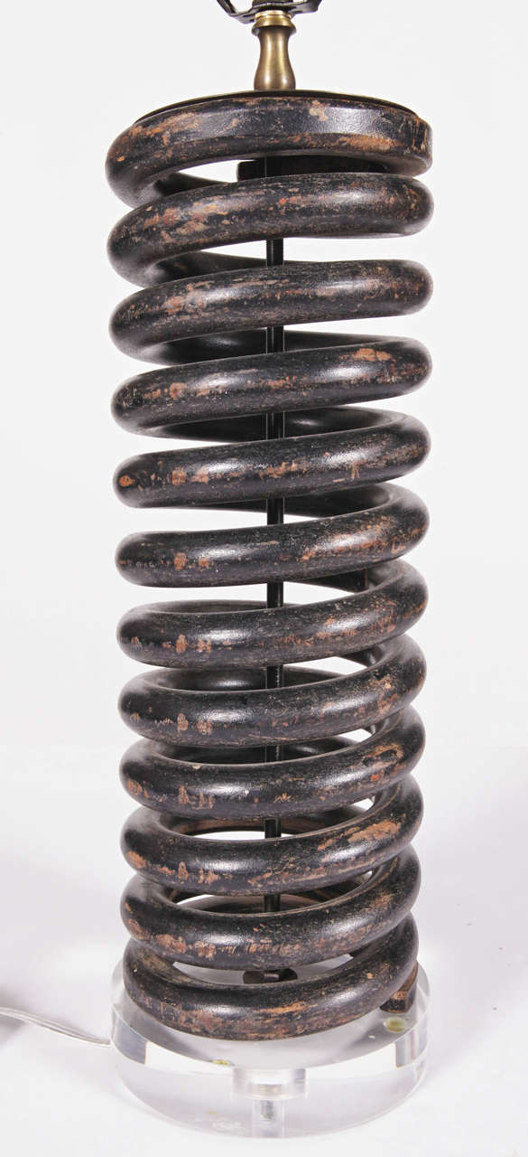 Vintage Industrial Coil Spring Lamp at 1stDibs