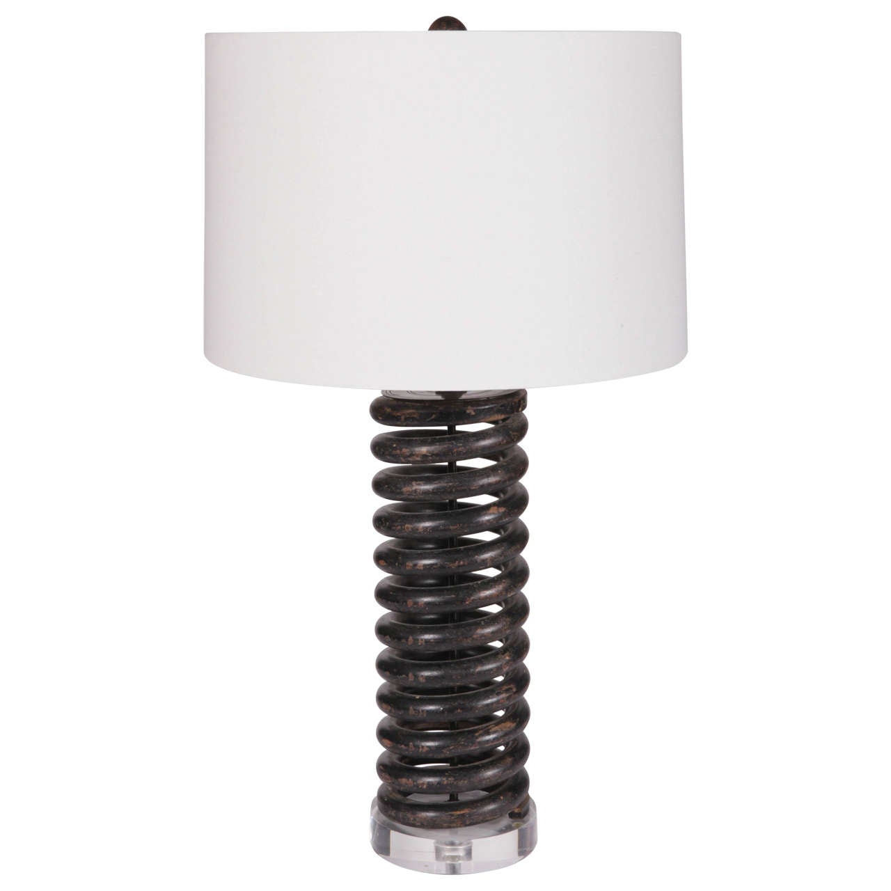 Vintage Industrial Coil Spring Lamp at 1stDibs