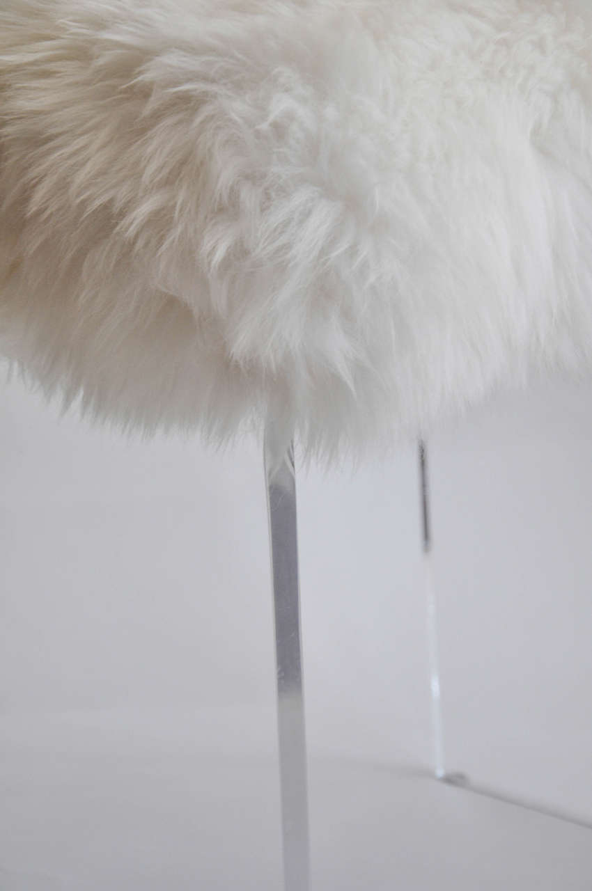 Vintage Lucite Stool with Faux Fur Topper at 1stDibs | lucite footstool ...