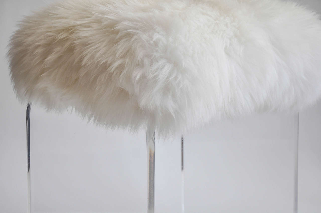 Vintage Lucite Stool with Faux Fur Topper at 1stDibs | lucite footstool ...