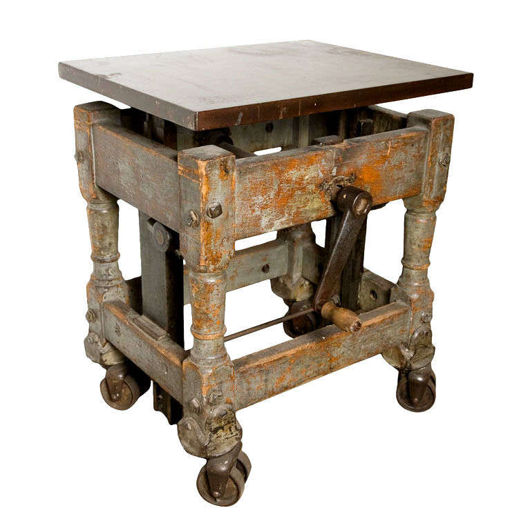 Early Wood and Iron Industrial Factory Crank Table at 1stDibs | free 3d ...